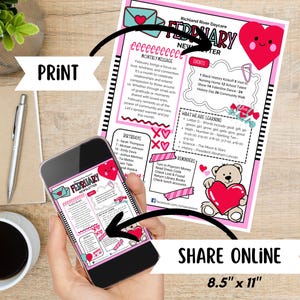 FEBRUARY MONTHLY NEWSLETTER, All Elements Are Editable, Great for ...