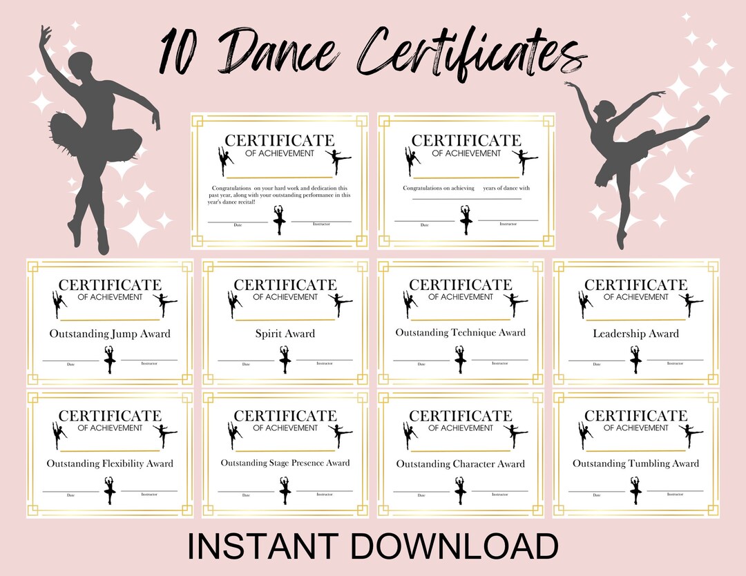 DANCE RECITAL EDITABLE Certificates Dance Awards Best Dancer Recital ...