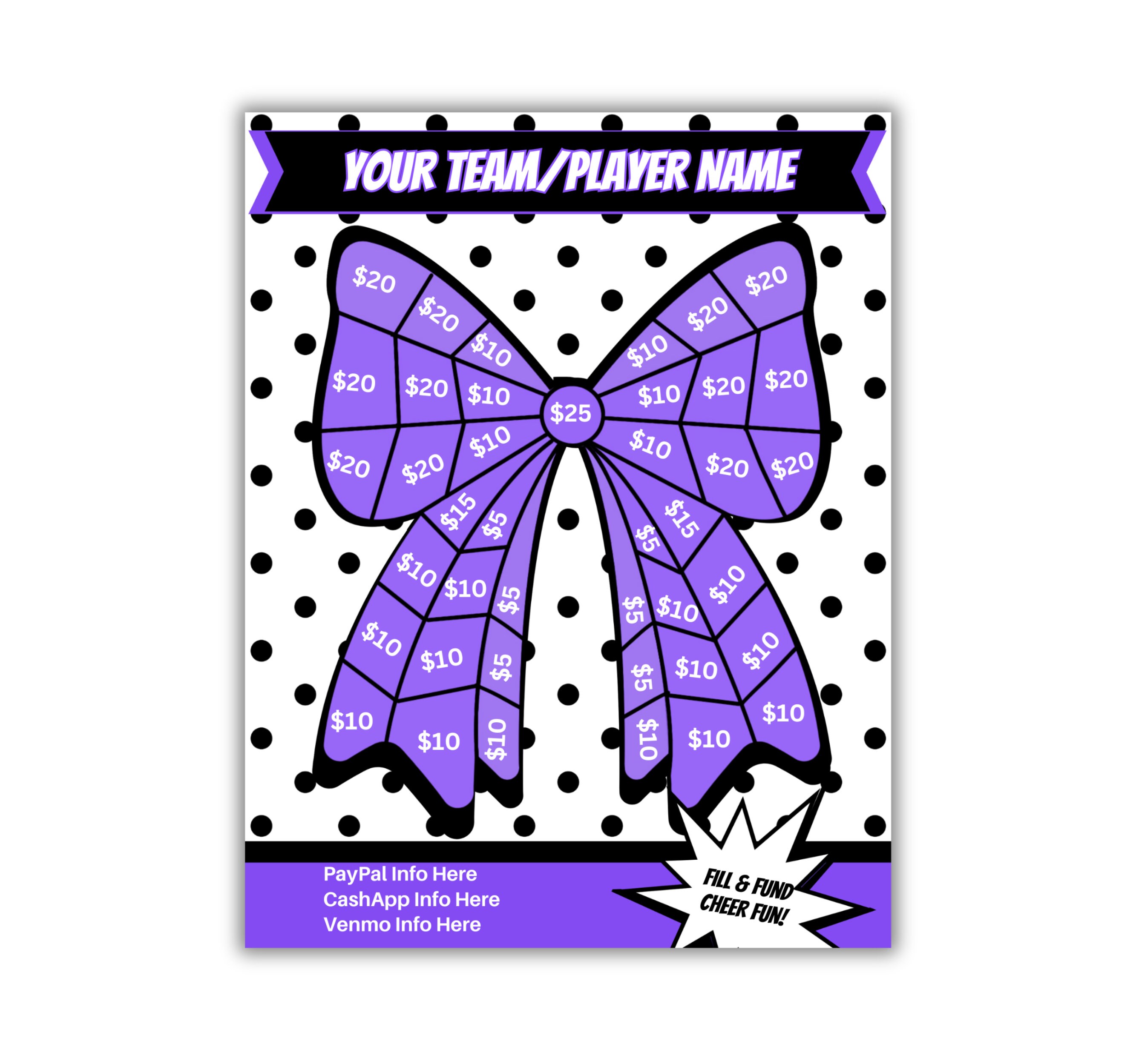 Cheer Fundraiser, Fill My Bow, Customizable Cheer Fundraiser ...