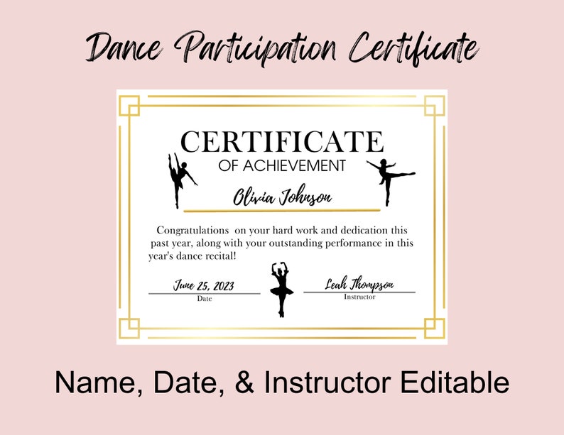 DANCE RECITAL EDITABLE Certificates Dance Awards Best - Etsy