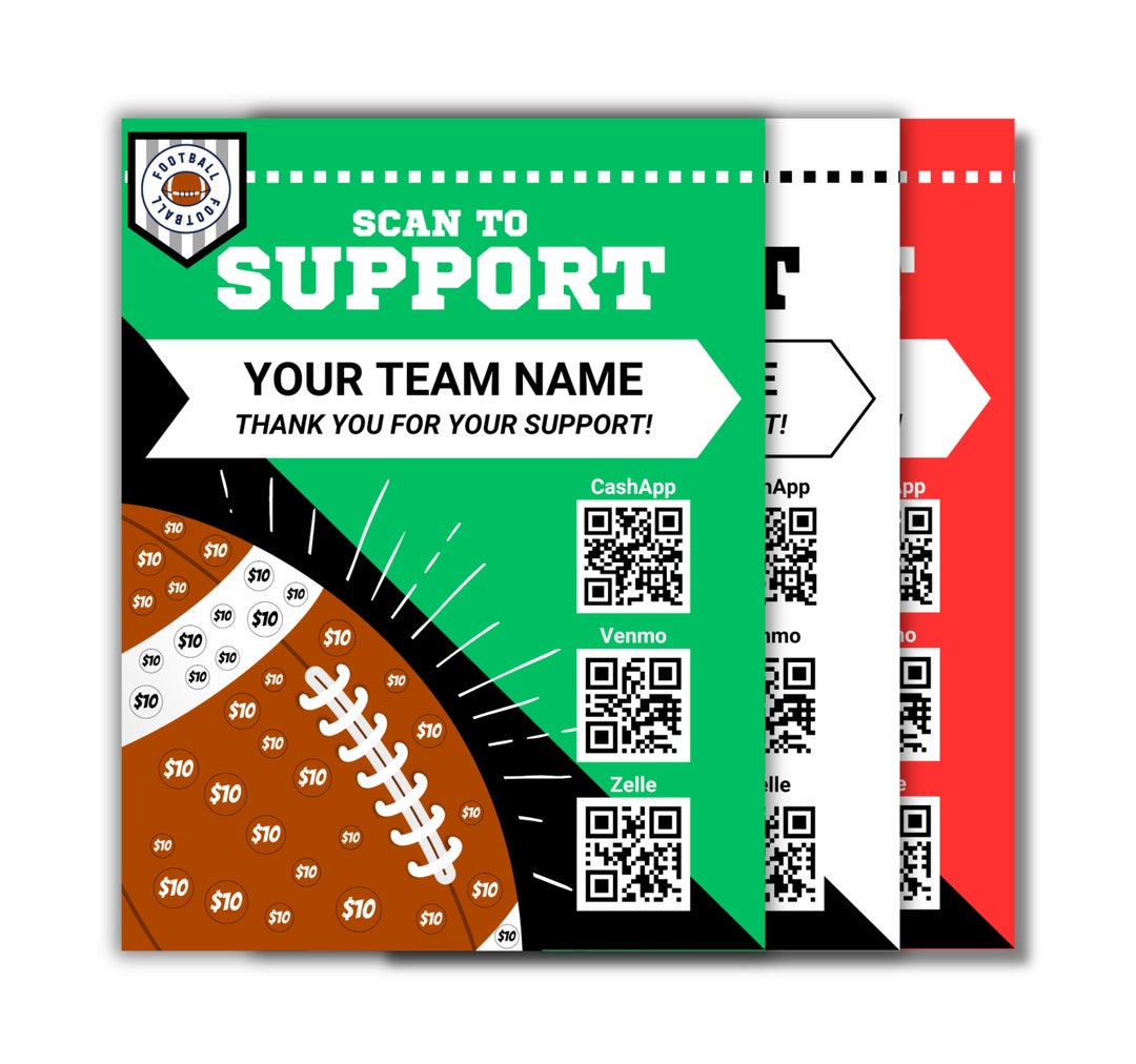 FOOTBALL Fundraiser With QR Code, Color Changing, Custom Template ...