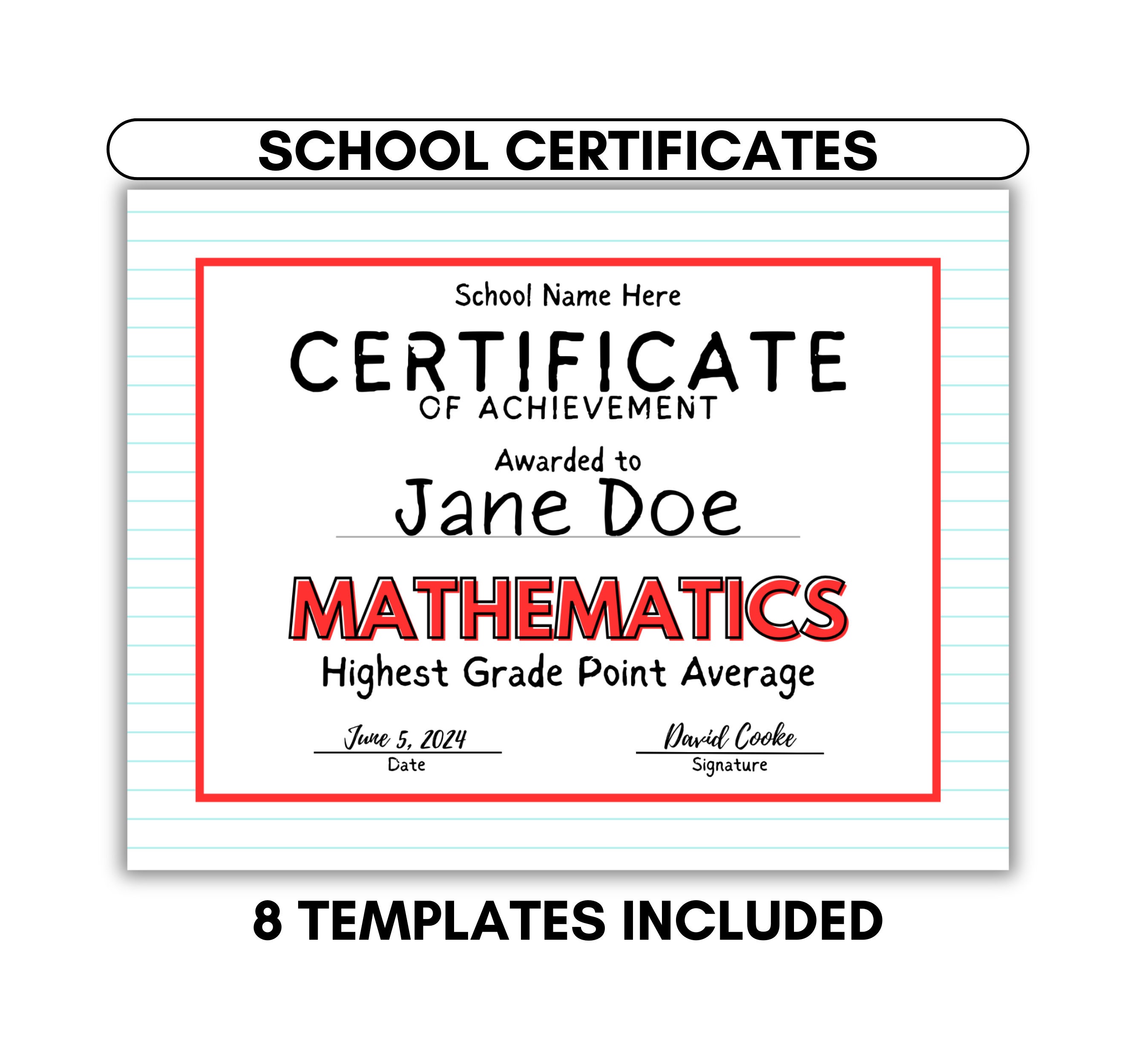 SCHOOL AWARDS Certificates for Several Subjects, Editable, End of Year ...