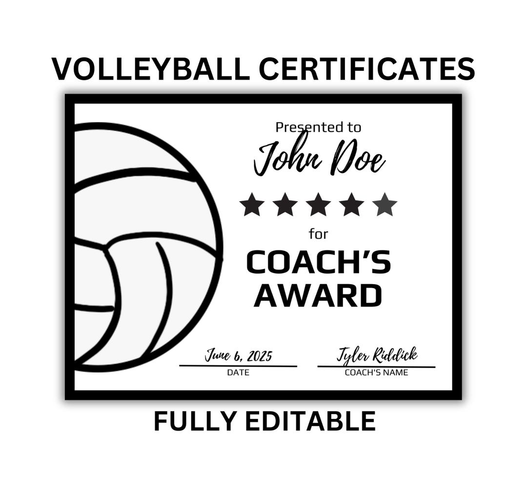 VOLLEYBALL CERTIFICATES | Editable | Volleyball Awards | End of Year ...