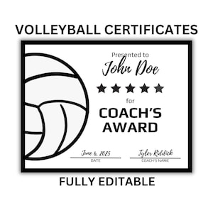 VOLLEYBALL CERTIFICATES | Editable | Volleyball Awards | End of Year ...