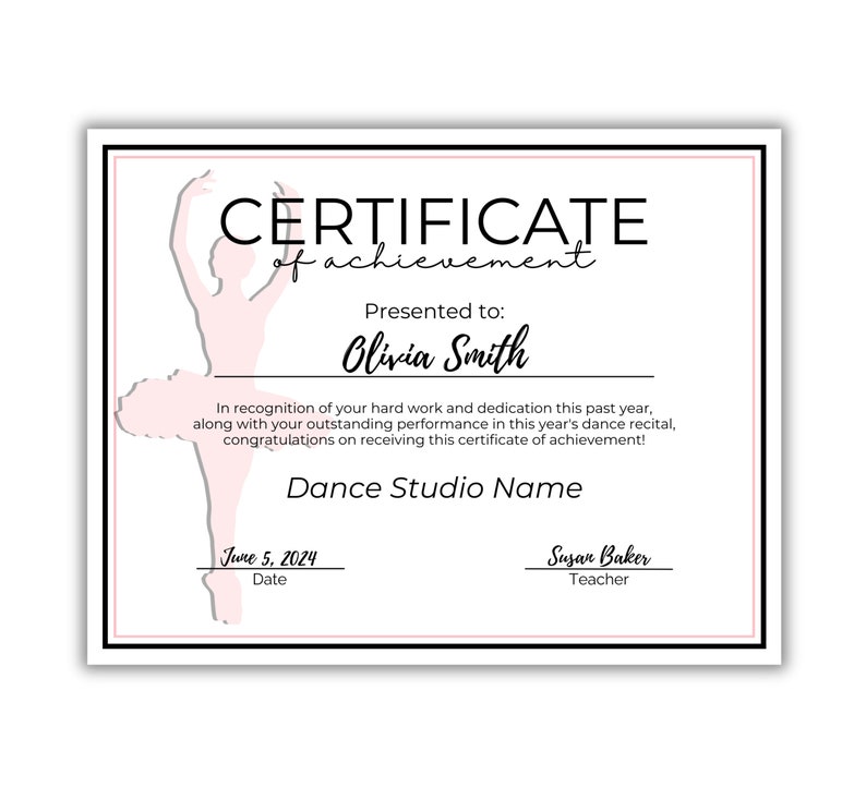 DANCE CERTIFICATES EDITABLE Dance Award Recital Award Dance Recital ...