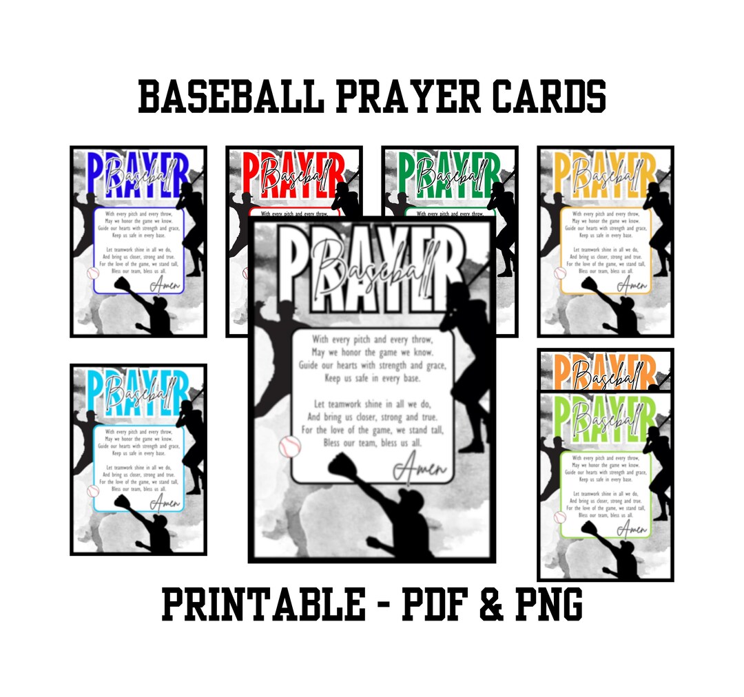 Baseball Prayer Cards Gift Tags: Support With Inspirational Quotes ...