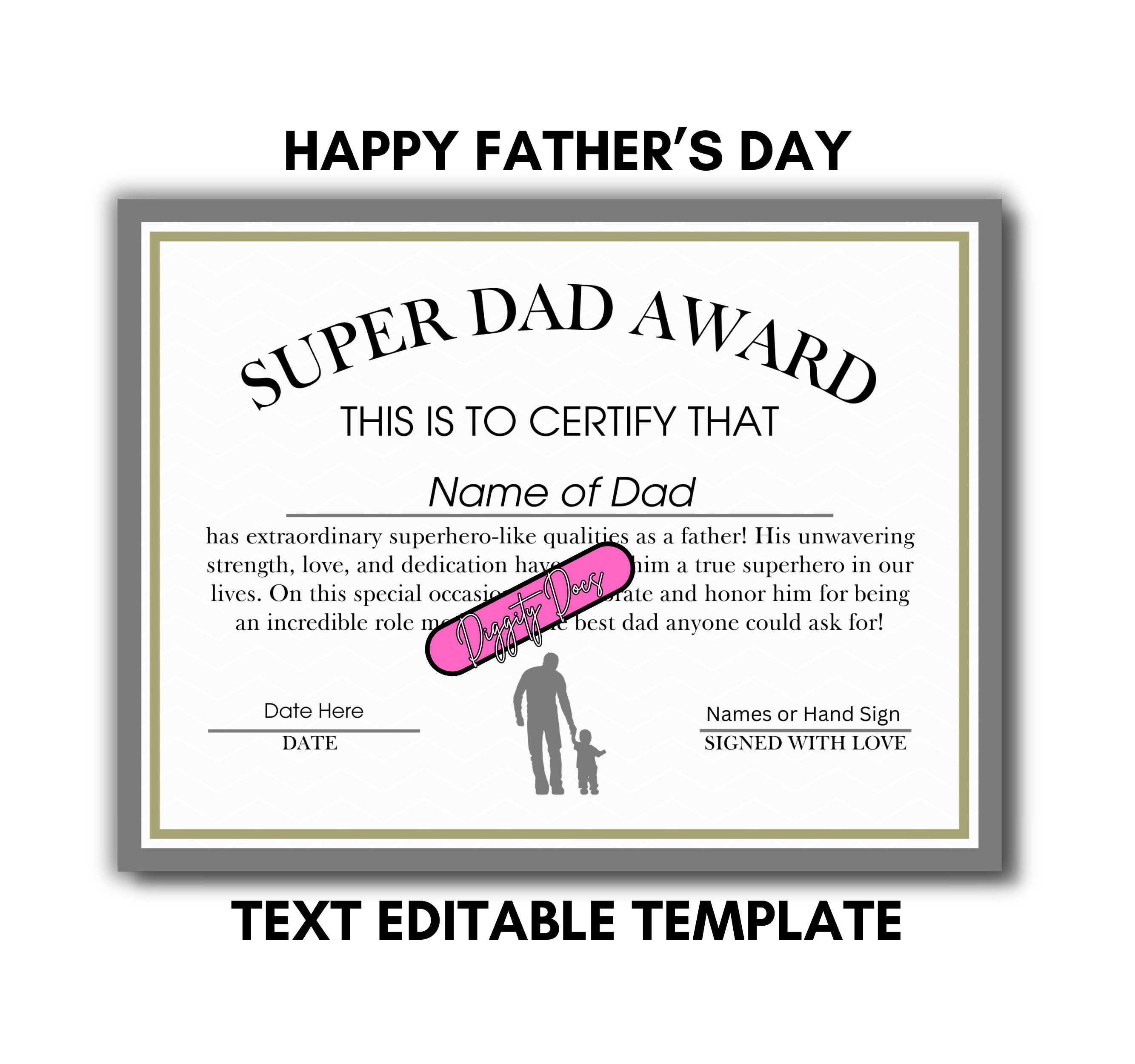 FATHER'S DAY AWARD Certificate | Celebrate Dad's Superpowers With a ...