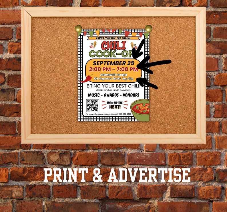 Editable CHILI COOKOFF Flyer, Customizable Fall Event Poster, Autumn ...