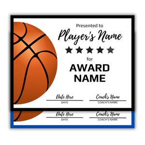 EDITABLE Basketball Award Certificates | Basketball Awards | End of ...