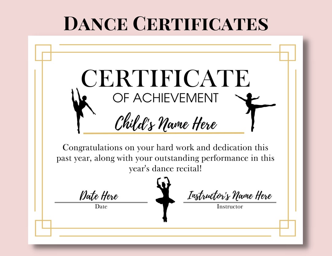 DANCE RECITAL EDITABLE Certificates Dance Awards Best Dancer Recital ...