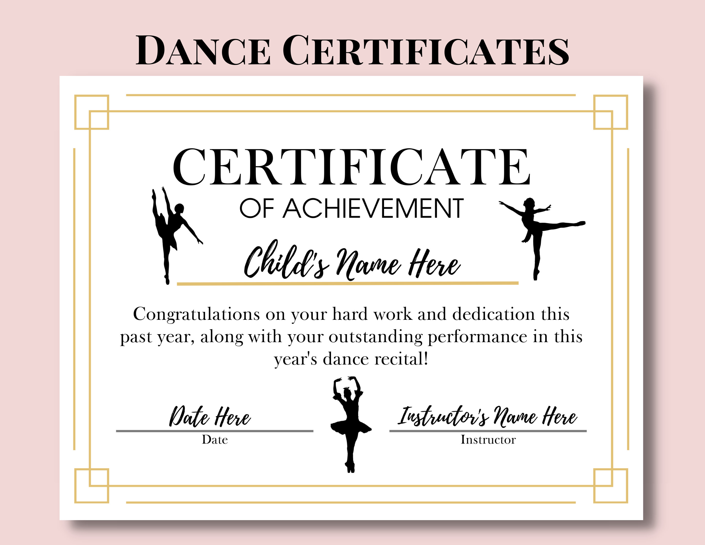 DANCE RECITAL EDITABLE Certificates Dance Awards Best Dancer Recital ...
