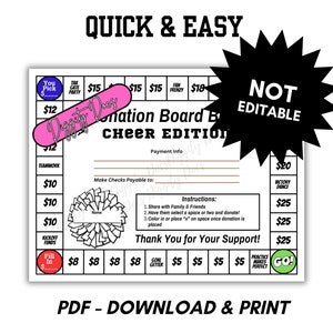 Cheer Fundraiser Printable | Donation Board Bash | Cheer Comp ...