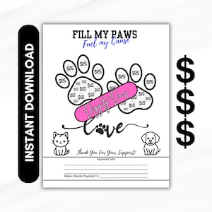 FILL MY PAWS Fundraiser | Printable 8.5" X 11" | Color-in Donation ...