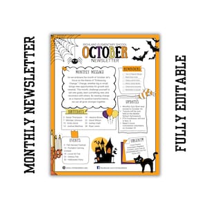 OCTOBER MONTHLY NEWSLETTER, All Elements Are Editable, Great for ...