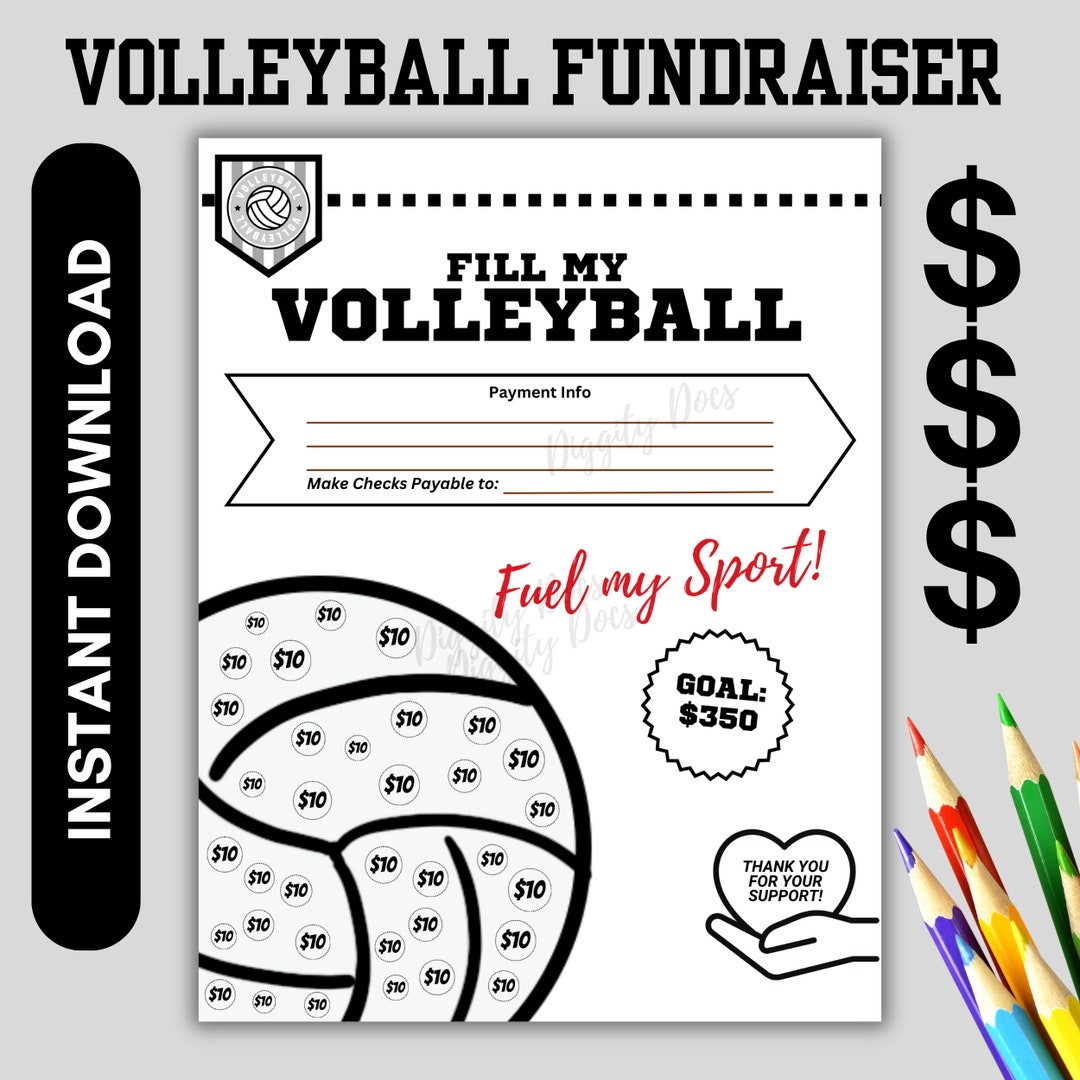 Fill My VOLLEYBALL Fundraiser Printable 8.5 X 11 Color-in Donation ...