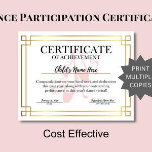 DANCE CERTIFICATES Best Overall Dancer, Top Tap Dancer, Jazz Dancer ...