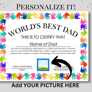 FATHER'S DAY Award Certificate | Editable Father's Day Award Gift ...