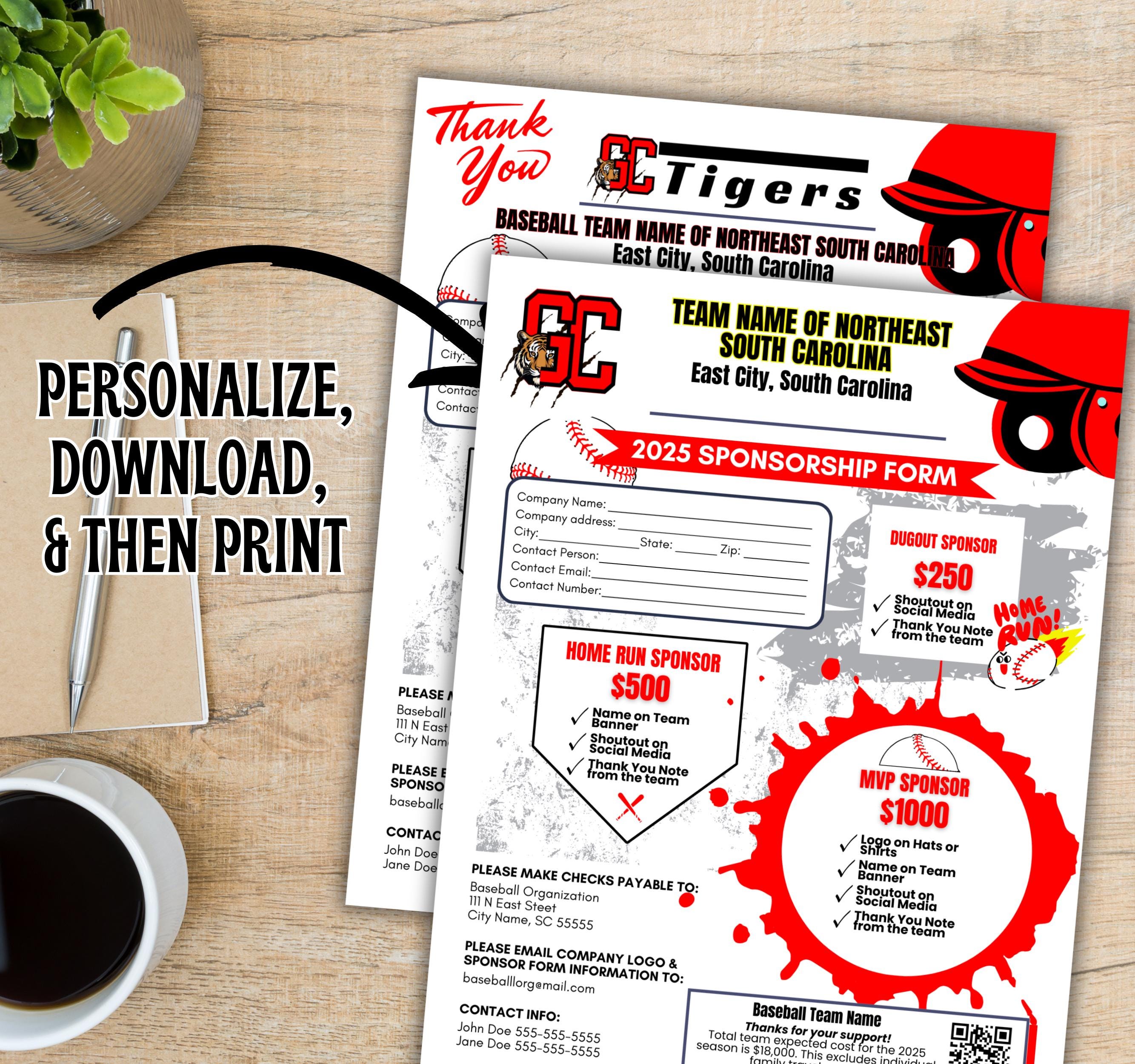 Baseball Sponsorship Flyer Template, Sponsor My Season, Editable Canva ...