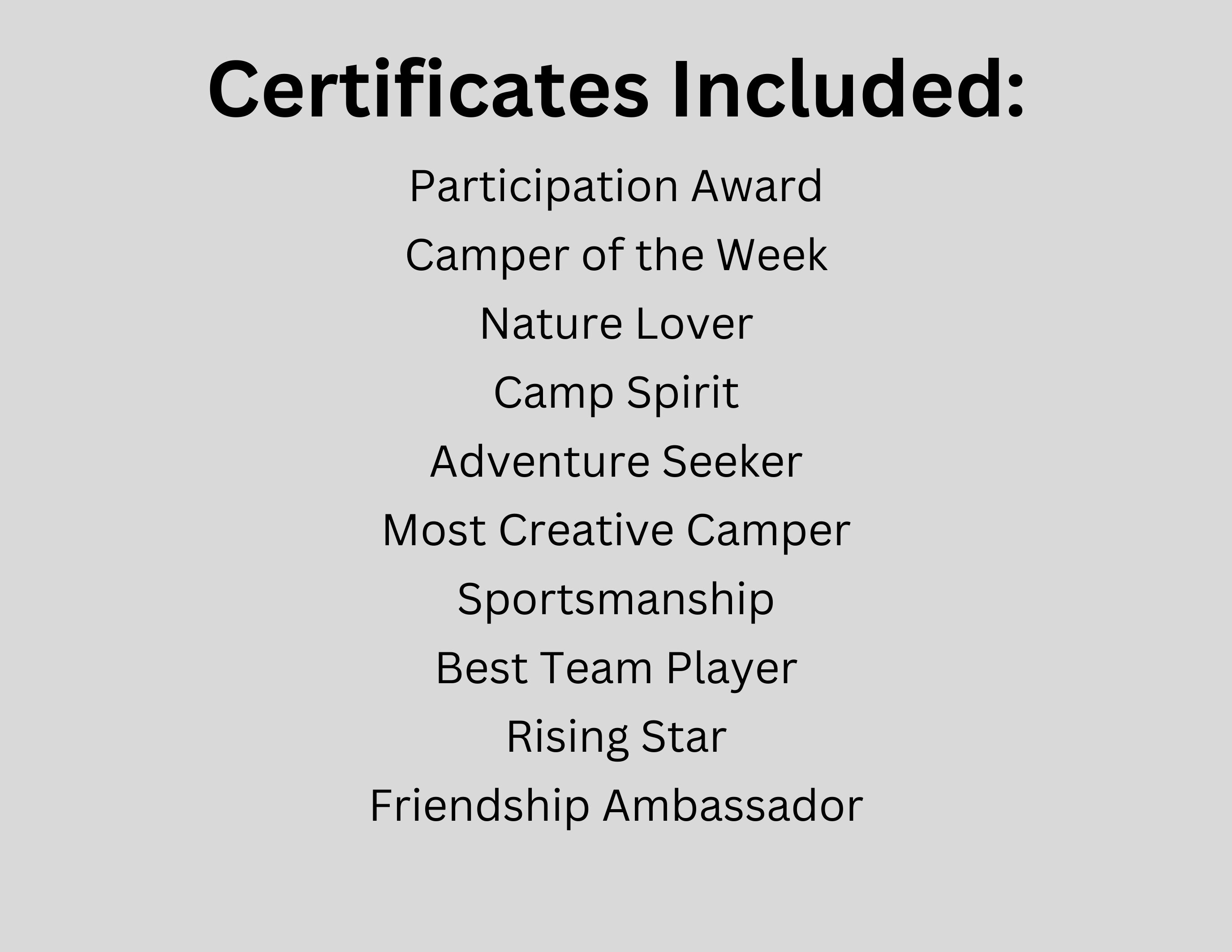 SUMMER CAMP Certificates Personalize and Celebrate Camp Memories ...