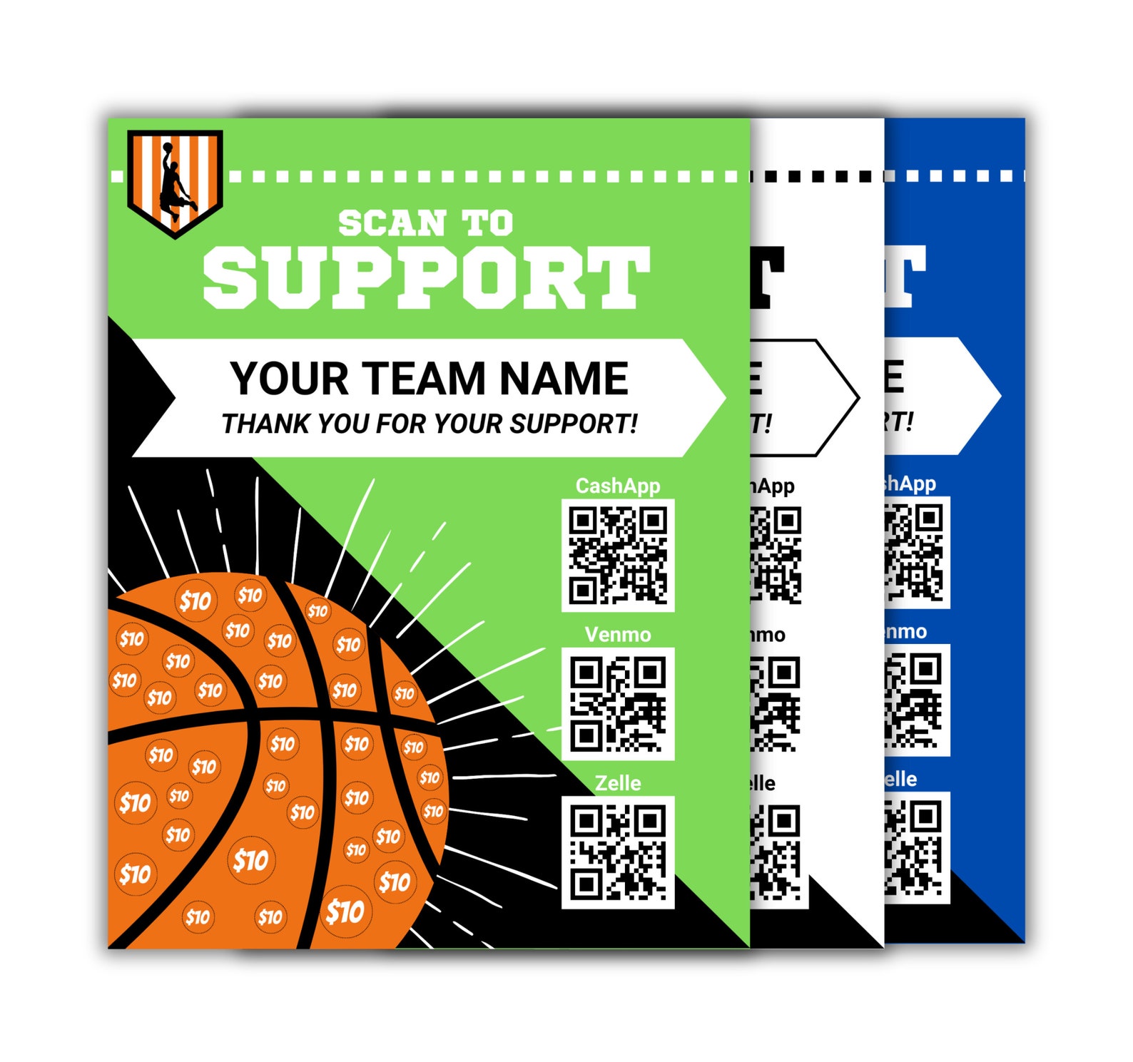 BASKETBALL Fundraiser With QR Code, Color Changing, Custom Template ...