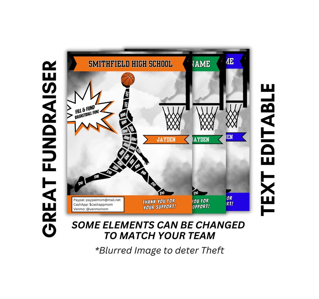 EDITABLE BASKETBALL Fill in Fundraiser Template | Basketball Fill ...