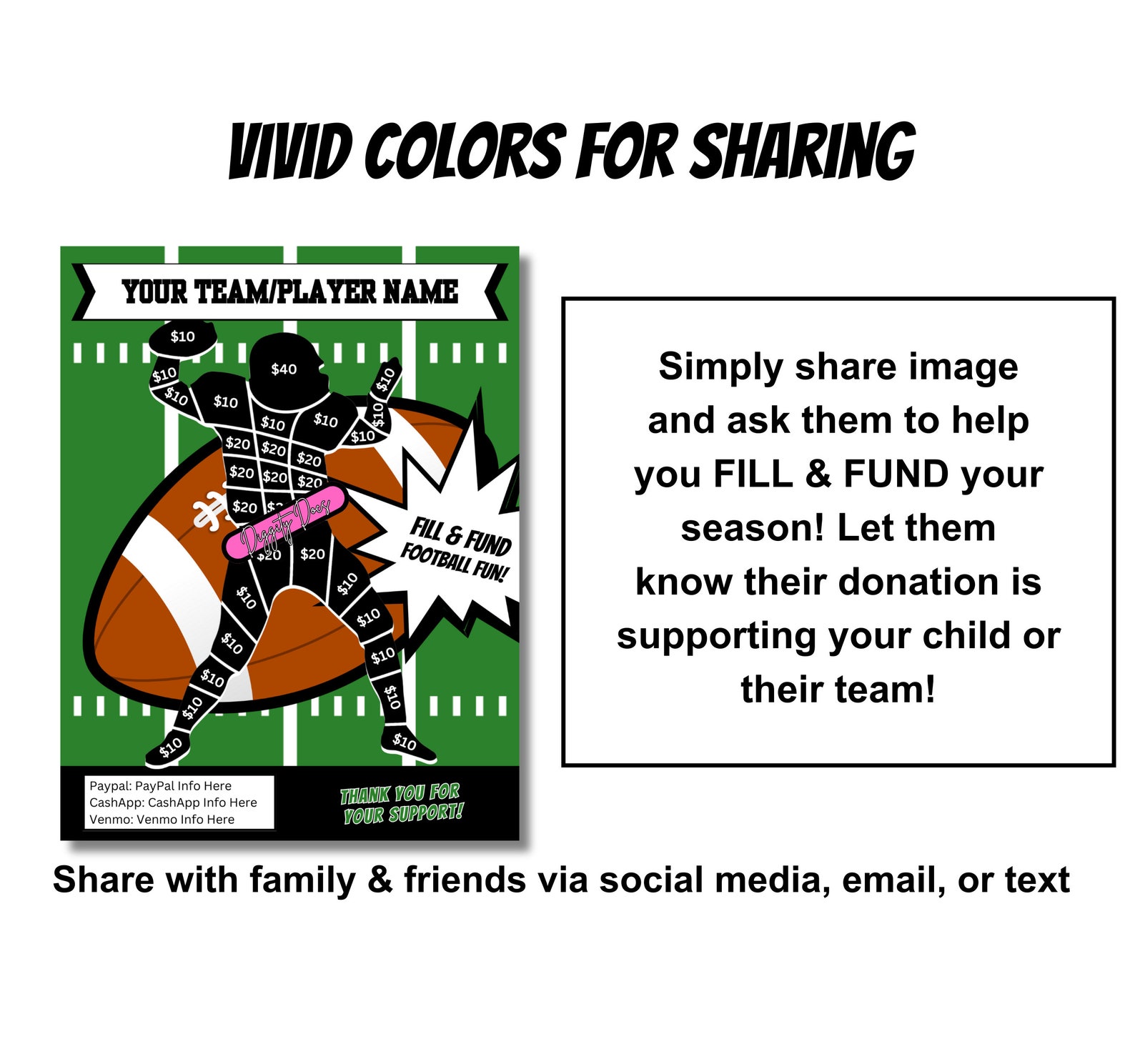 EDITABLE FOOTBALL Fill in Fundraiser Template | Football Fill & Fund ...
