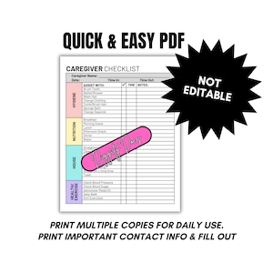 Caregiver Printable: for the Elderly and Their Caregiving. Help Keep ...