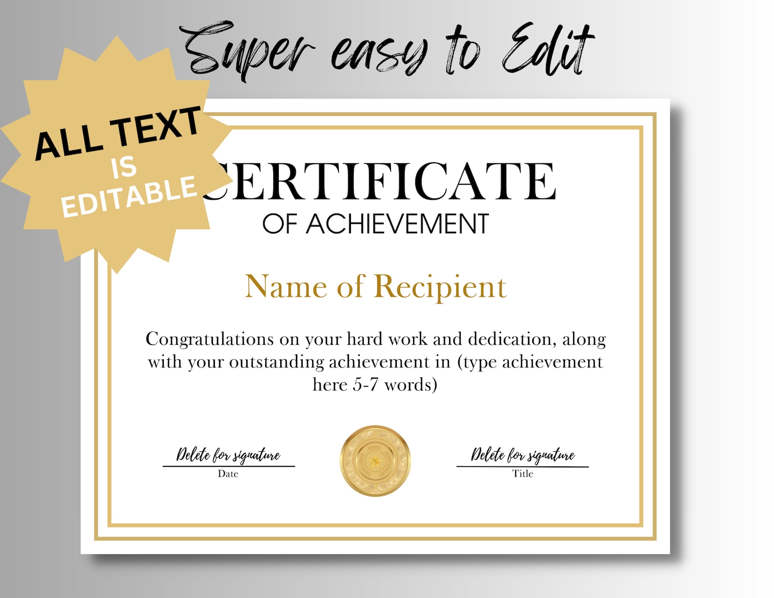 Certificate of Achievement | Editable | Professional Business Template ...