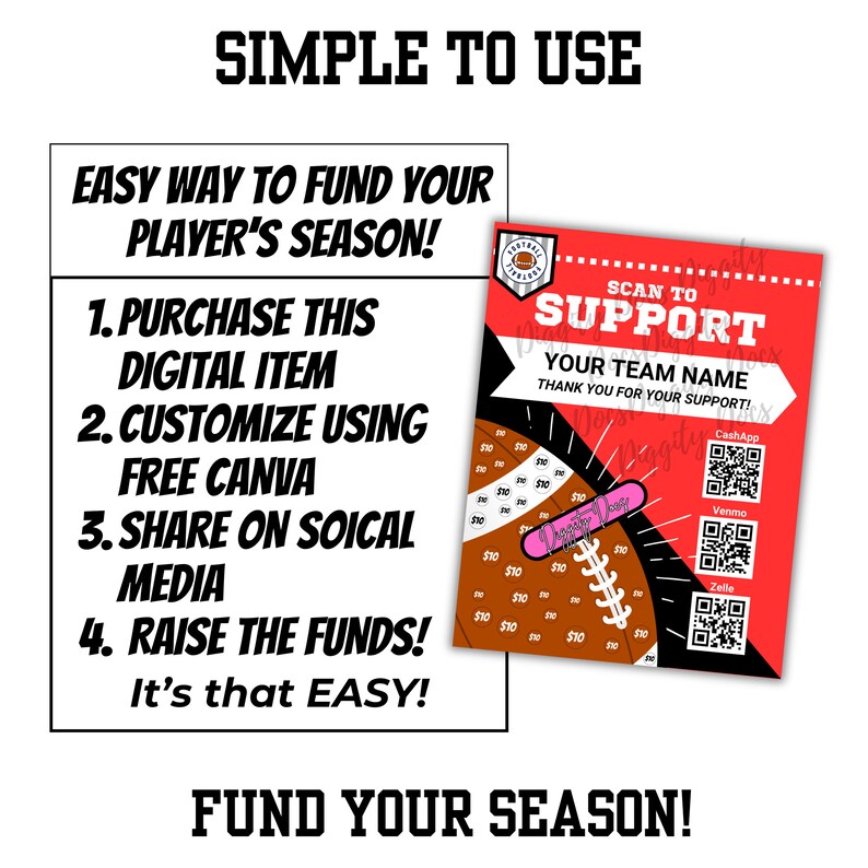 FOOTBALL Fundraiser With QR Code, Color Changing, Custom Template ...