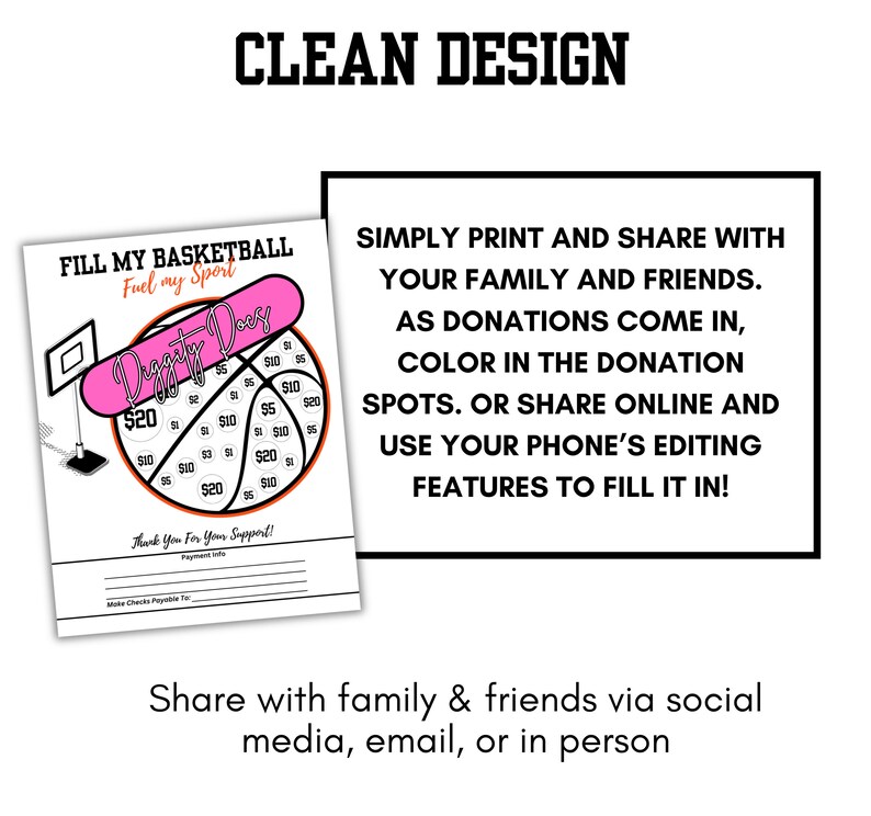 Fill My Basketball Fundraiser | Printable 8.5" X 11" | Color-in ...