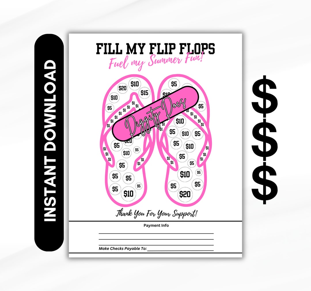 FILL MY Flip Flops SUMMER Fundraiser Printable 8.5 X 11 Color-in ...
