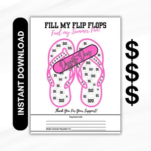 FILL MY Flip Flops SUMMER Fundraiser | Printable 8.5" X 11" | Color-in ...