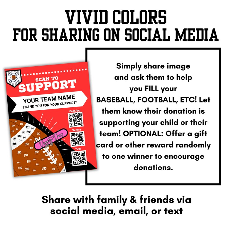 FOOTBALL Fundraiser With QR Code, Color Changing, Custom Template ...