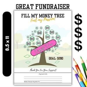 FILL MY Money Tree Fundraiser | Printable 8.5" X 11" Color-in Donation ...