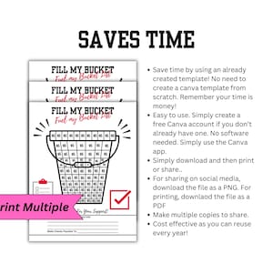 Fill My Bucket Fundraiser, PNG PDF 8.5" X 11" Color-in Donation Spots ...