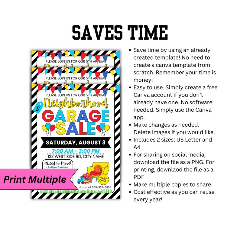 Editable Garage Sale Flyer Template - Customizable Yard Sale Poster for ...