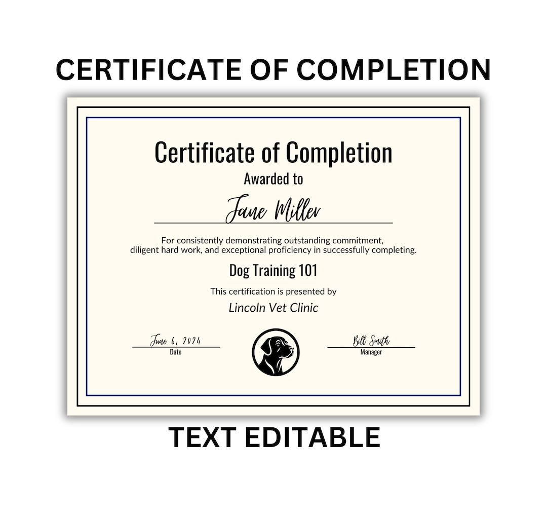 Certificate of Completion Professional Template | Customizable Training ...