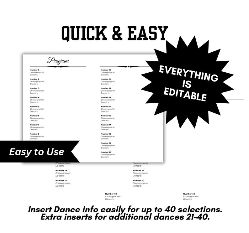 Dance Recital Program Template, Ballet Production, Great for Studios ...