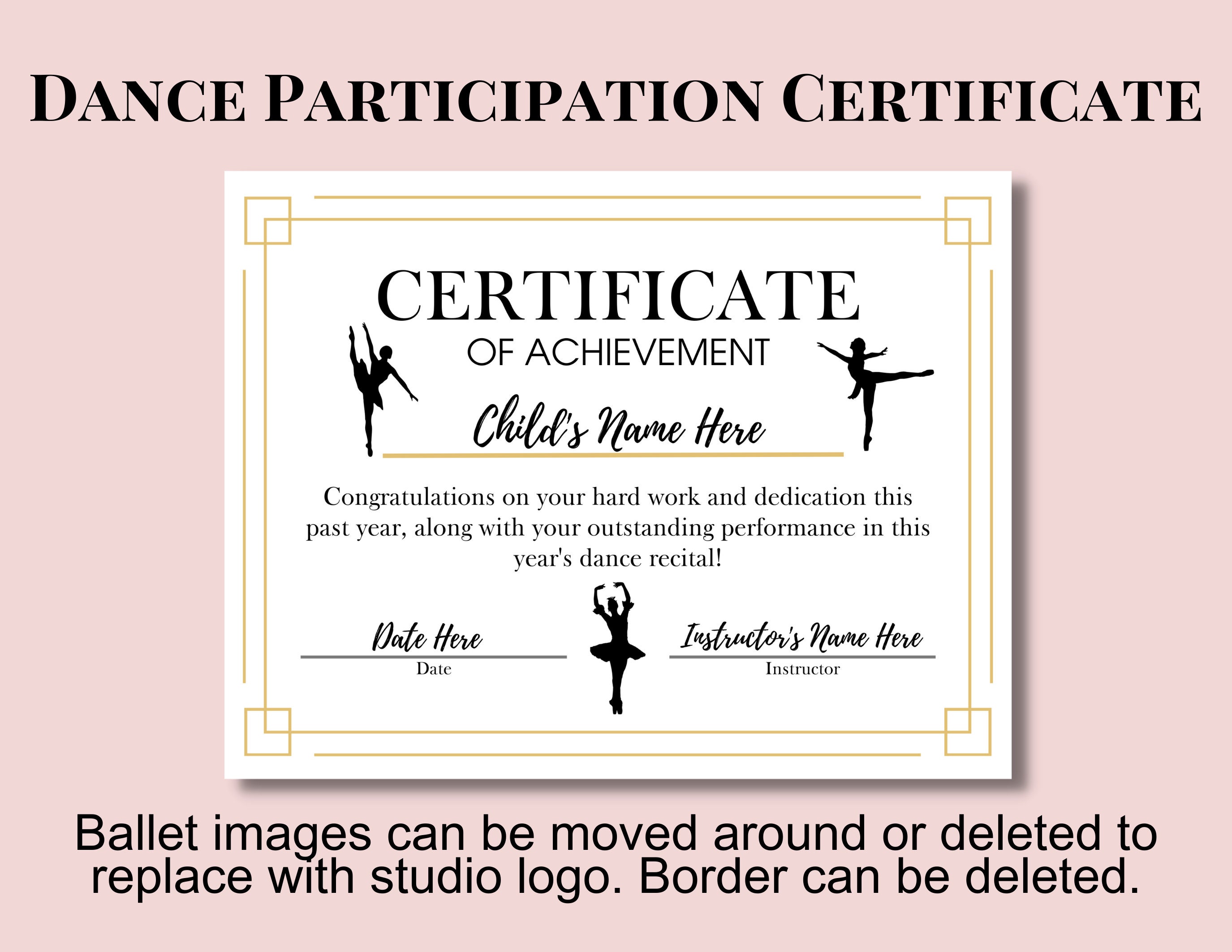 DANCE RECITAL EDITABLE Certificates Dance Awards Best Dancer Recital ...