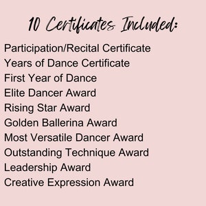 DANCE AWARD EDITABLE Certificates Bundle End of Year - Etsy