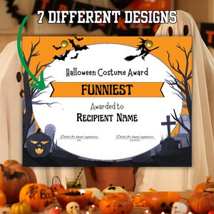 Halloween Costume Award Certificates - Best Costume, Scariest, Most ...