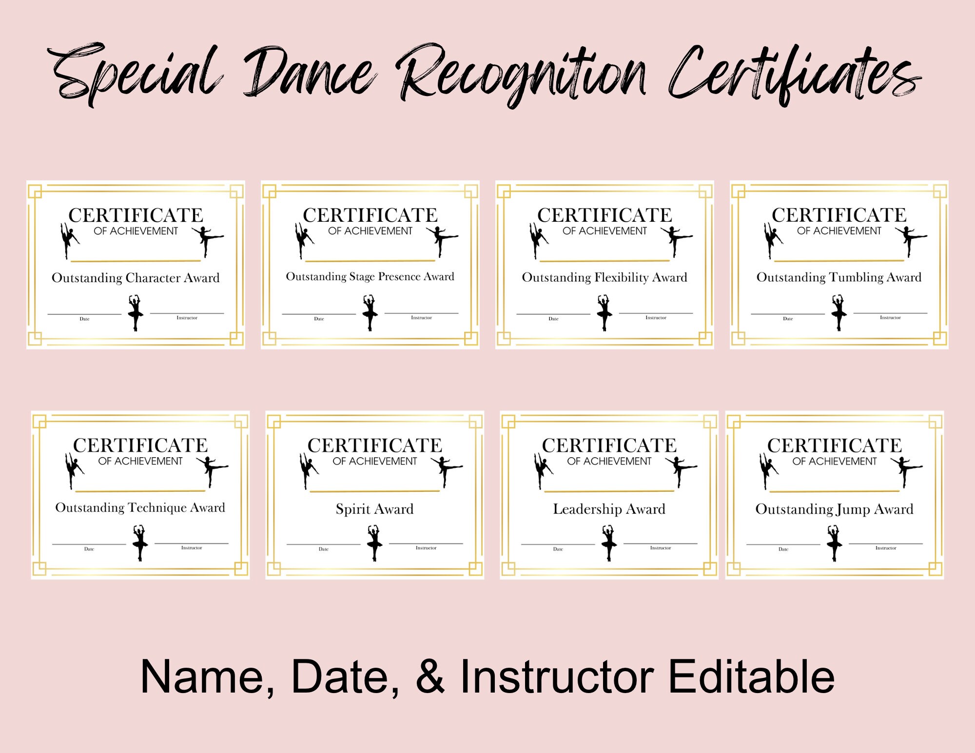 DANCE RECITAL EDITABLE Certificates Dance Awards Best - Etsy Australia