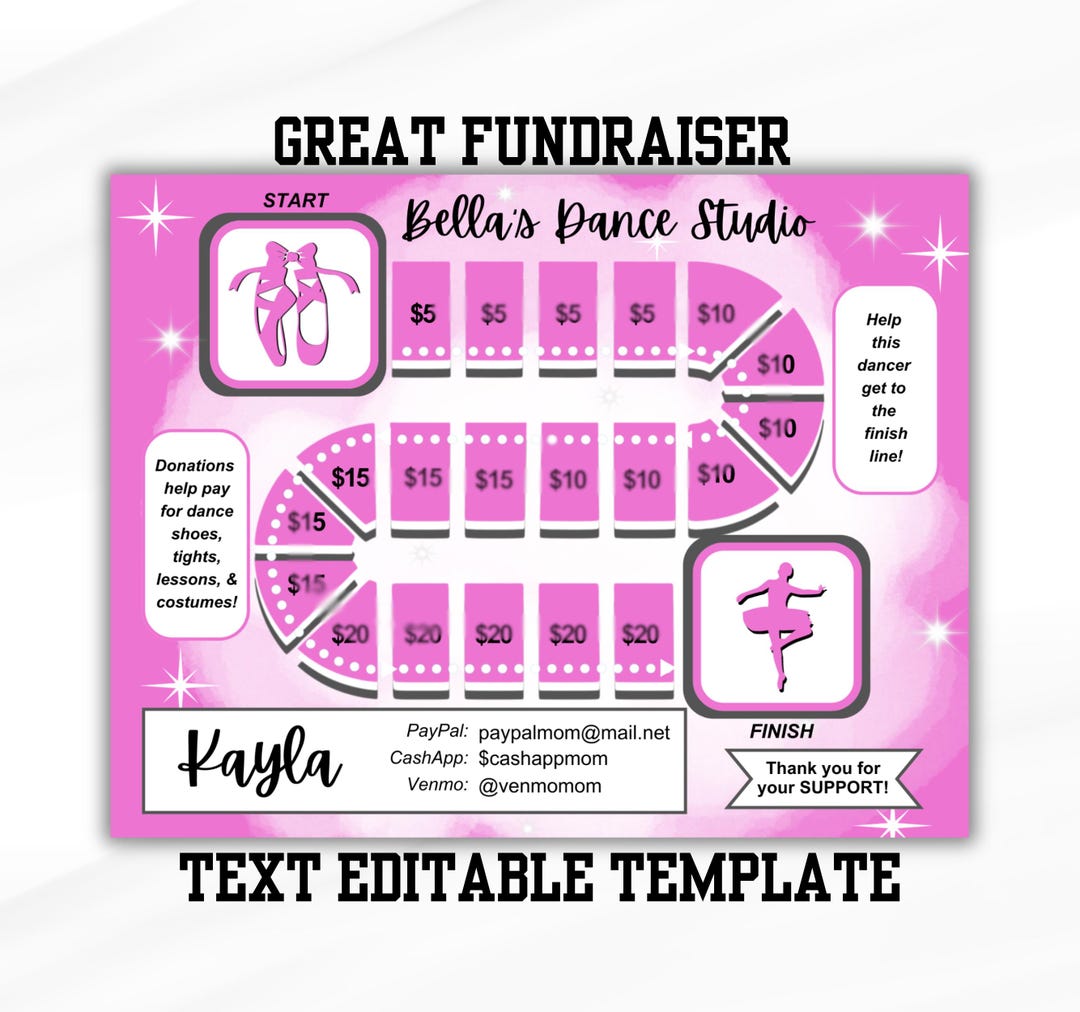 UNIQUE BALLET Fill in Game Board Fundraiser | Editable | Dance ...
