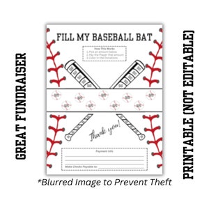 Fill My Bat Fundraiser Tracker | Printable 8.5" X 11" | Color-in ...