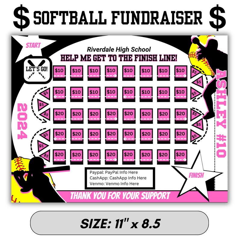 SOFTBALL FUNDRAISER Editable Softball Fundraiser Sheet AAU Softball ...