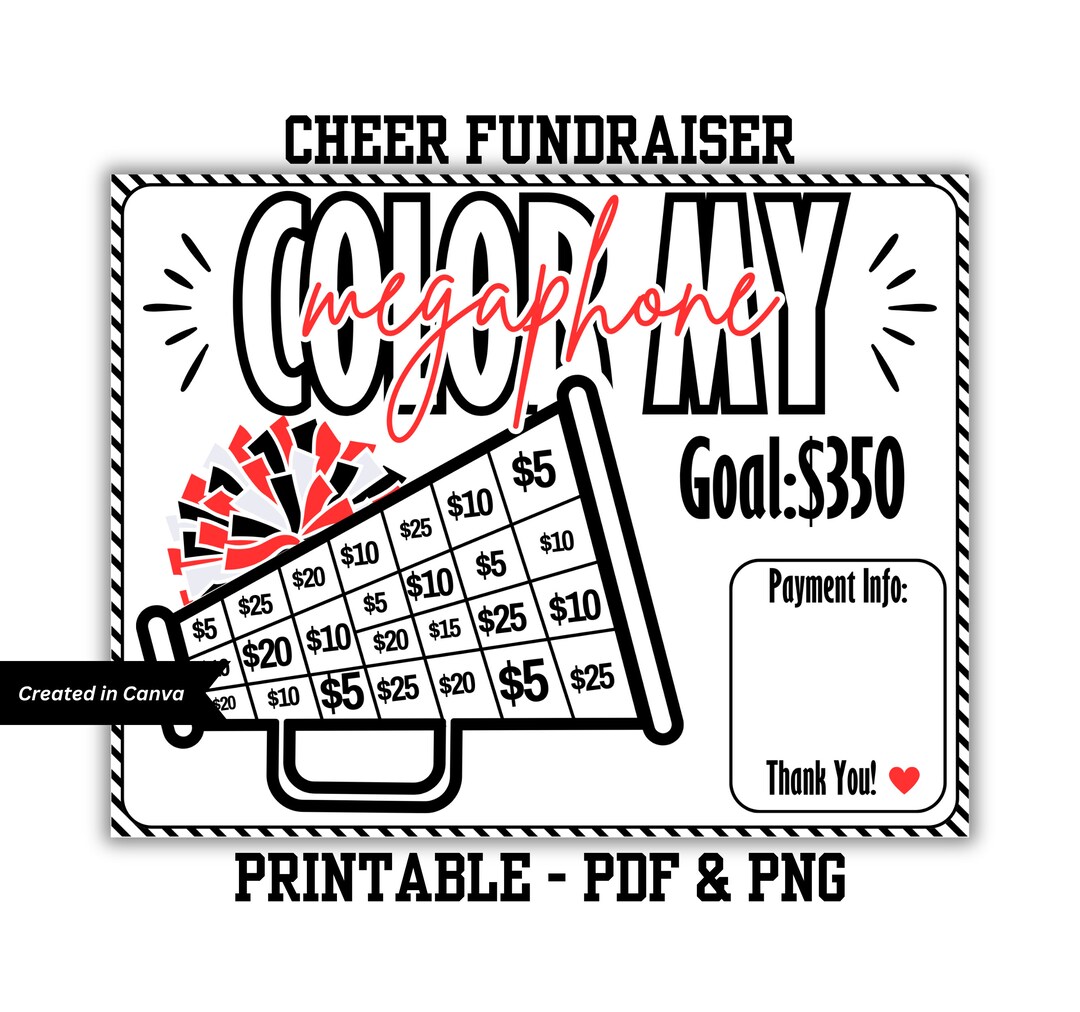 COLOR MY MEGAPHONE Cheer Fundraiser, Fill My Cheer Megaphone, Printable ...