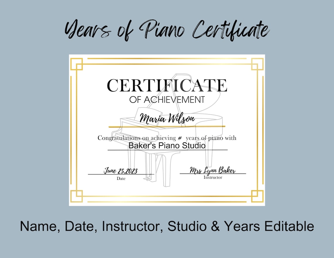 EDITABLE PIANO RECITAL Certificates Piano Awards Piano - Etsy