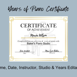 EDITABLE PIANO RECITAL Certificates Piano Awards Piano - Etsy
