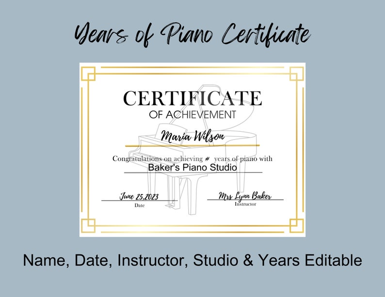 EDITABLE PIANO RECITAL Certificates Piano Awards Piano - Etsy