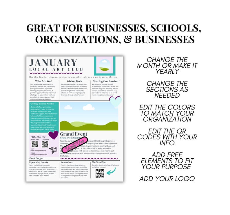 Editable Professional Newsletter Template, Customizable for Businesses ...
